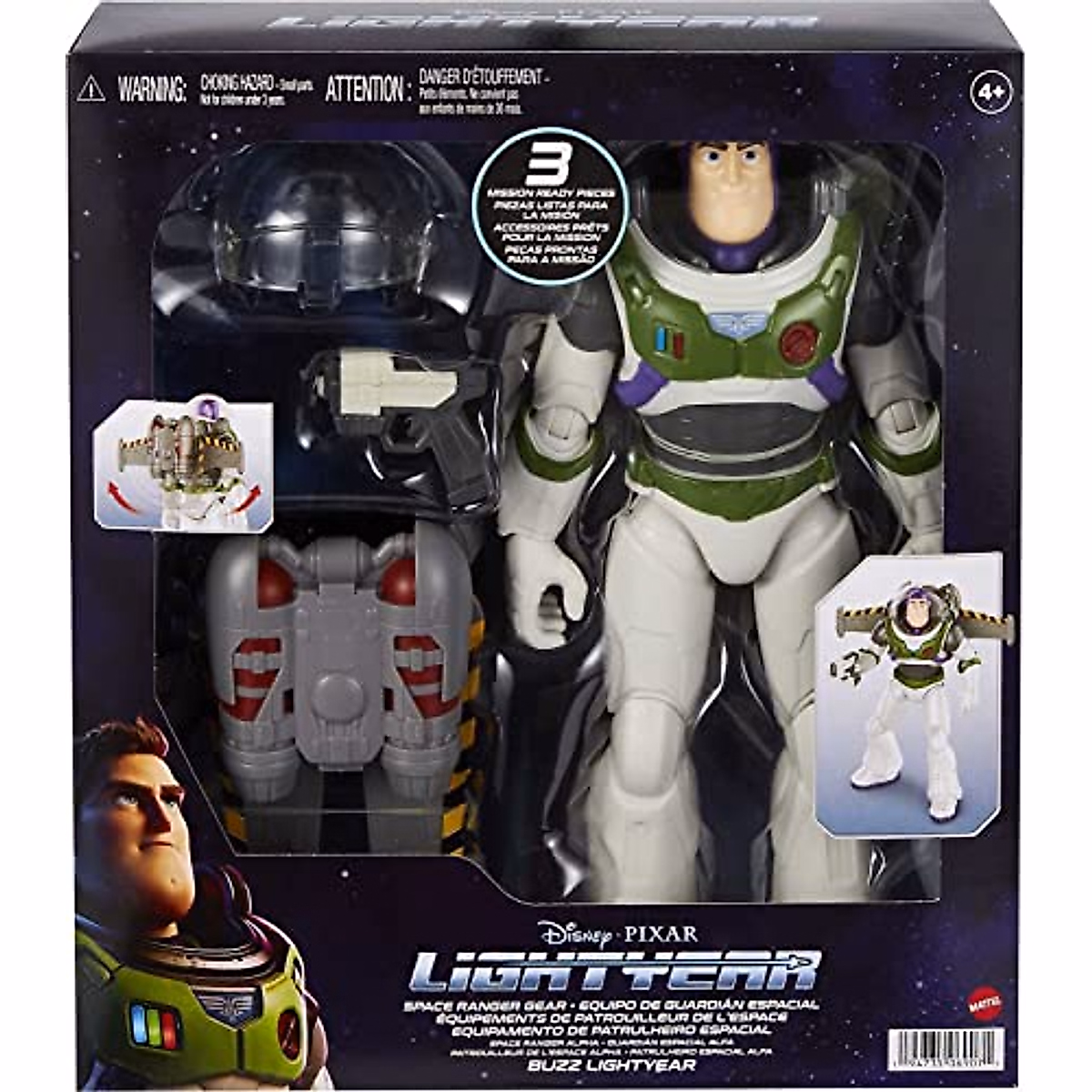 Mattel Lightyear Toys 12-in Action Figure with Accessories, Space Ranger Gear Alpha Buzz with Jetpack & Blaster