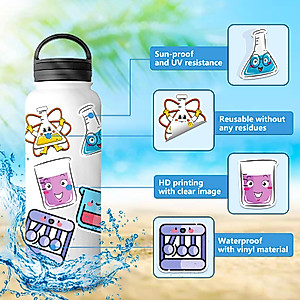 50 Pcs Funny Laboratory Science Stickers for Kids Teens Students Teachers, Science Experiment Waterproof Vinyl Stickers & Chemistry Decals for Laptop, Water Bottle, Notebook, Science Classroom Decor
