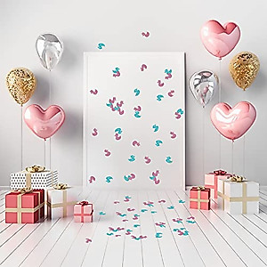 Labakita 100 Pcs Duck Confetti for Tables, Baby Shower Gender Reveal Table Confetti, Waddle It Be/Boy or Girl Party Duck Confetti - Blue & Pink Glitter