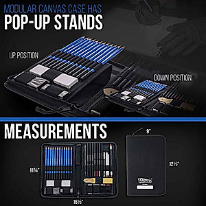 U.S. Art Supply 44-Piece Drawing & Sketching Art Set with 4 Sketch Pads (242 Paper Sheets) - Professional Artist Kit, Graphite, Charcoal, Pastel Pencils & Sticks, Erasers - Pop-Up Carry Case, Student