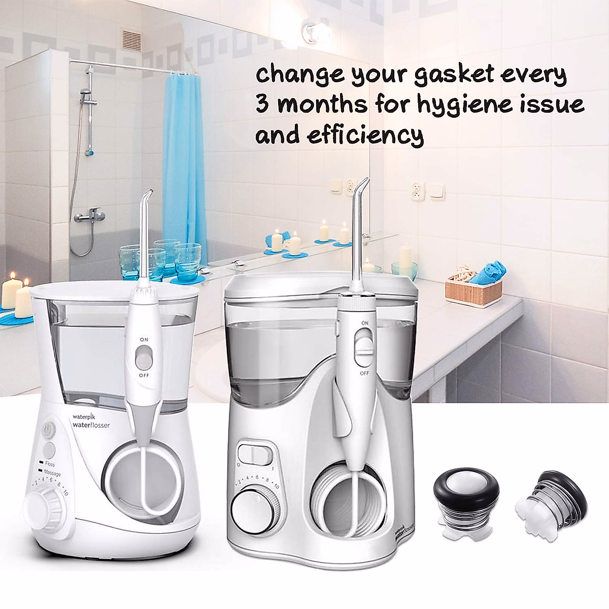 BBTO 2 Pieces Replacement Part Reservoir Tank Valve Gasket Compatible with Waterpik Water Flossers WP660/662/674/676EC, WP100, WP112, Washer Reservoir Plug, Prevent Leaking