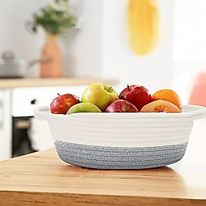 MXMHOME Small Baskets for Organizing - 3 Piece Cotton Rope Baskets Set, Woven Baskets for Storage, Rope Storage Baskets for Shelves, Baby Nursery Baskets, Dog Toy Baskets, Bathroom Organization Bins