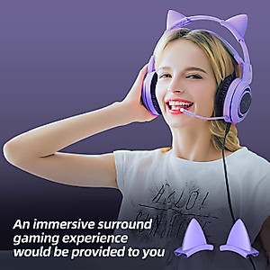 SOMIC 2 Pack Cat Headset, G951s Balck Stereo Gaming Headset with Mic for PS4, PC, Xbox One & G951 Pink Gaming Headset with Brethable LED Light for Girls, Women
