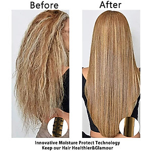 Hair Straightener Brush,Ocaliss Heated Ionic Hair Straightening Brush Flat Iron for Smooth Frizz-Free Silky Hair with 20S Fast Heating, 3 Temp Settings, Anti-Scald Hot Brush for Styling