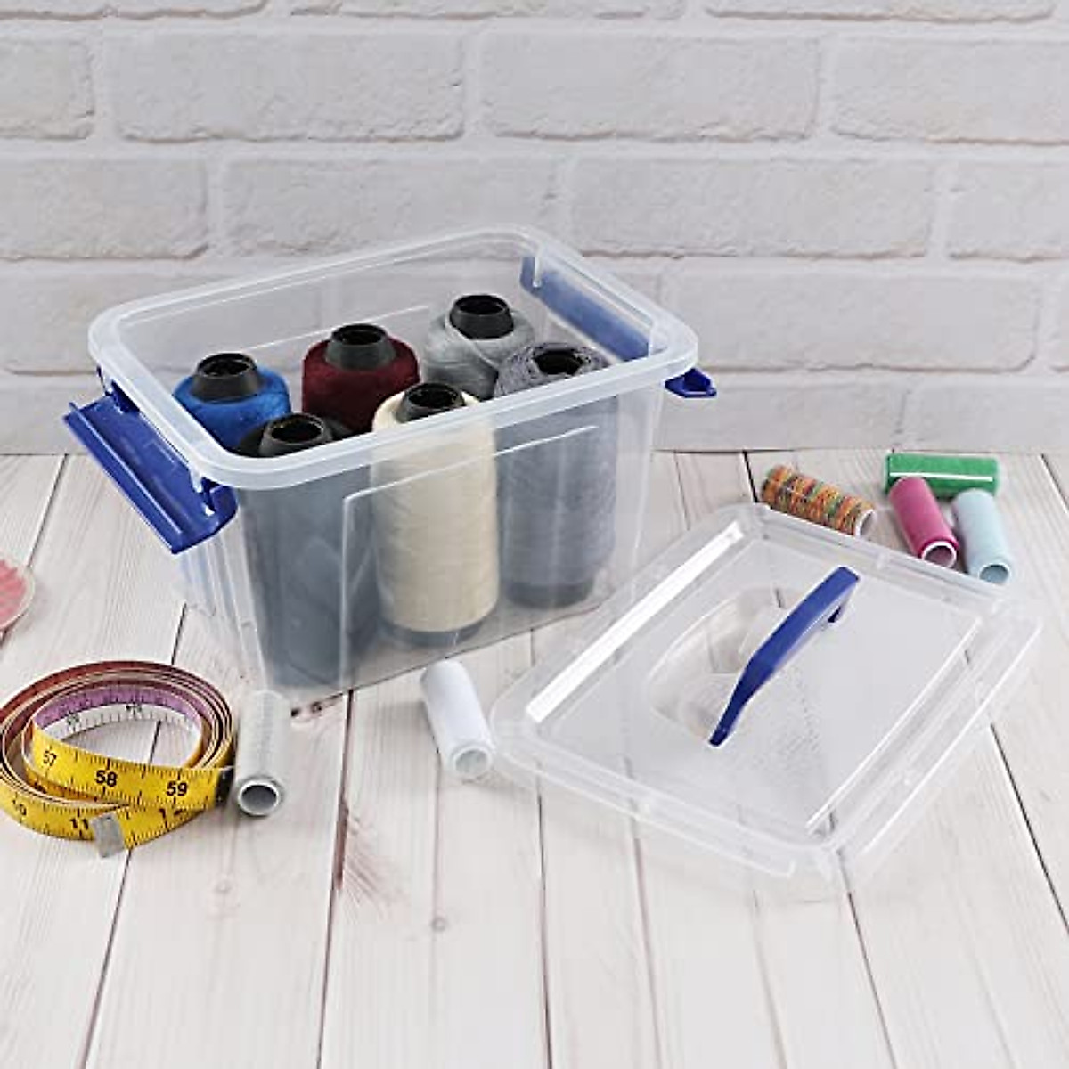 Dehouse 4-Pack 3 L Plastic Mini Storage Latch Box, Clear