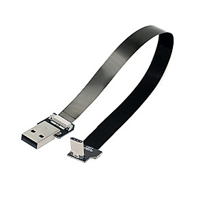 xiwai 0.5M Up Down Angled USB 2.0 Type-A Male to USB-C Type-C Male Data Flat Slim FPC Cable for FPV & Disk & Phone