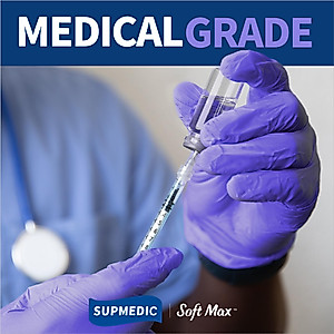 Supmedic Nitrile Exam Gloves, 3.5 Mil Powder-Free Food Safe Cleaning First Aid Disposable Medical Glove, Purple 100 Pcs (Medium)