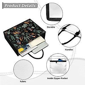 ROZEMARI Unique Design 2PCS Printed Women's Canvas Tote Bag and PU Leather Wallet Handbags for Travelling Picnic Shopping