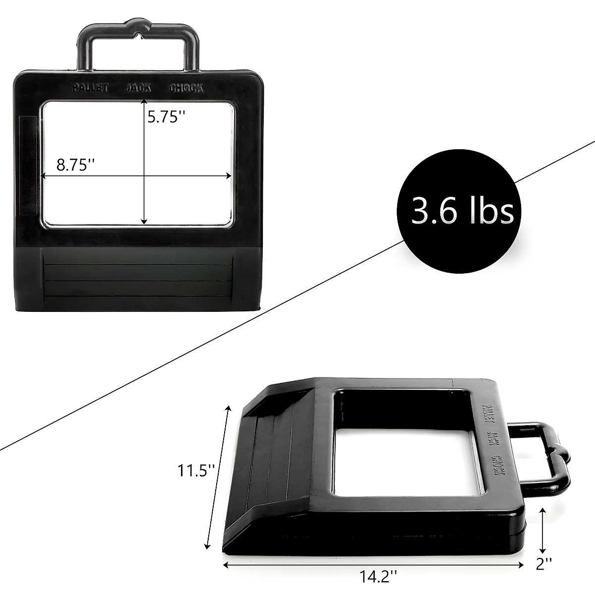 Yesland 2 Pack Rubber Pallet Jack Chock, 14.2 x 11.5 x 2 Inch Heavy Duty Pallet Truck Stopper Black Wheel Stop Chock for Truck Pallet Jack