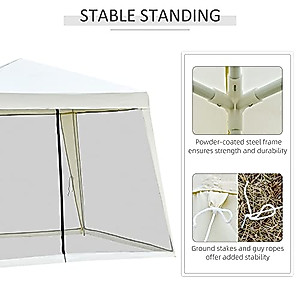 Outsunny 10'x10' Outdoor Party Tent Canopy with Mesh Sidewalls, Patio Gazebo Sun Shade Screen Shelter, Beige