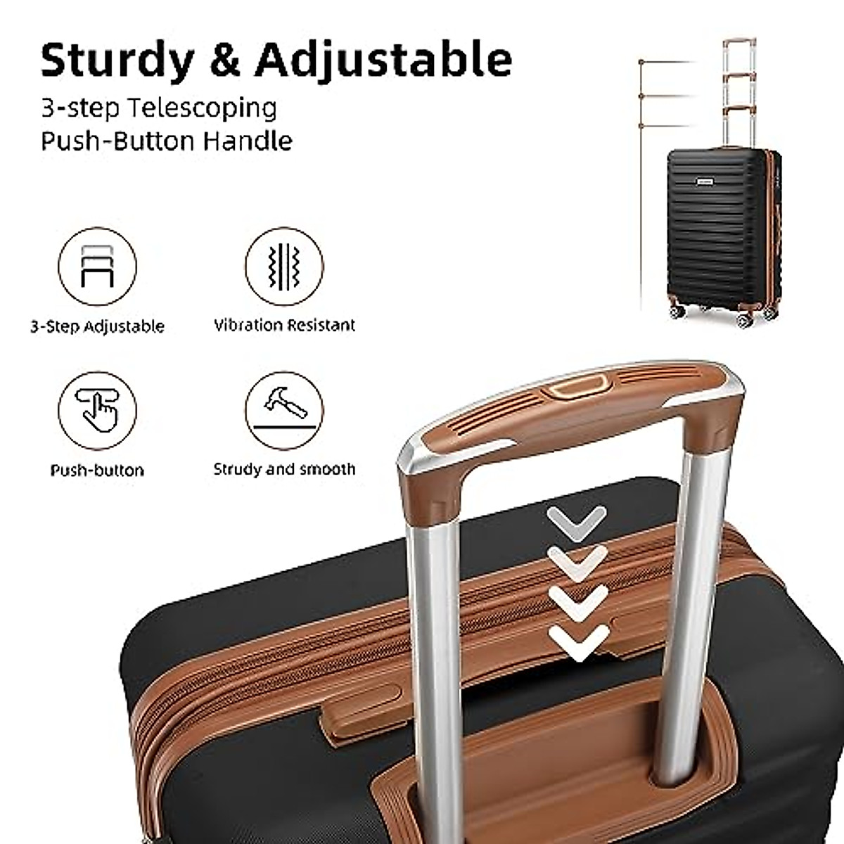 LARVENDER Luggage Sets 4 Piece, Expandable(Only 24"&28") ABS Suitcase with 360° Spinner Wheels, Durable Luggage Sets Clearance Carry On Luggage Suitcase Set For Women Men, Black