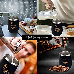 Mr and Mr Wine Tumbler Set, Gay Couple Gifts for Men, Engagement Wedding Anniversary House Warming LGBT Gift Idea - Pride Couple, Mr Always Right (black)