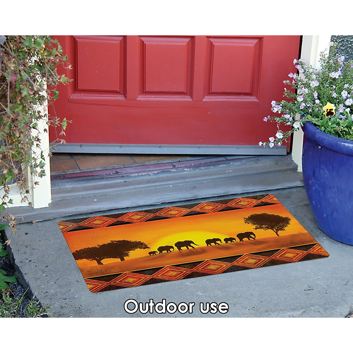 Toland Home Garden 800296 Savanna Sunset Safari Door Mat 18x30 Inch Tropical Outdoor Doormat for Entryway Indoor Entrance