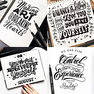 Piochoo Calligraphy Pens,8 Size Calligraphy Pens for Writing,Brush Pens Calligraphy Set for Beginners, Hand Lettering Pens