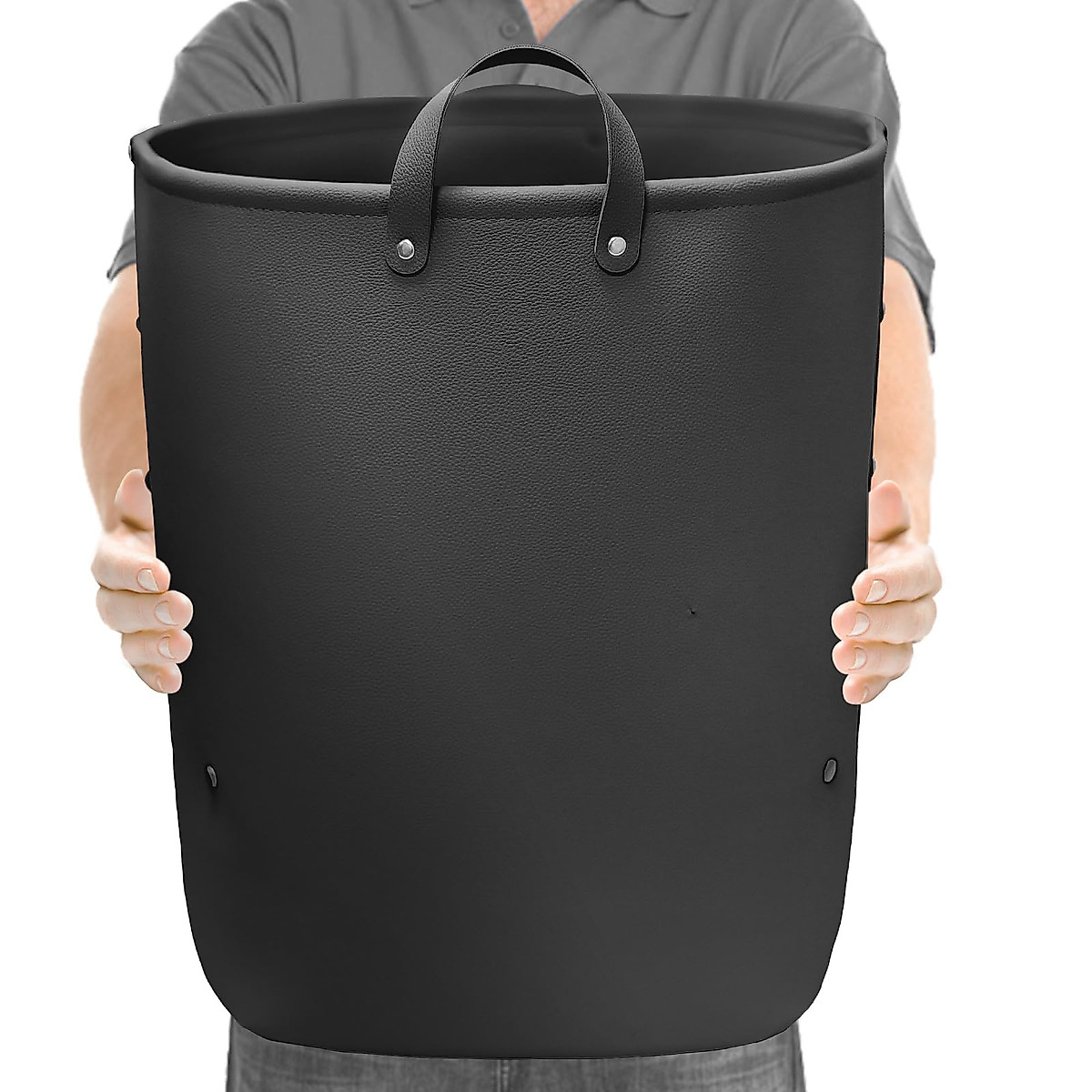 Lacut Dual-use Waterproof Storage Basket, 11.8"x11.8"x17.8" Large Open Storage Organizer Basket with Handles for Home Clothes Car Trunk Camping Picnic Storage (Black)