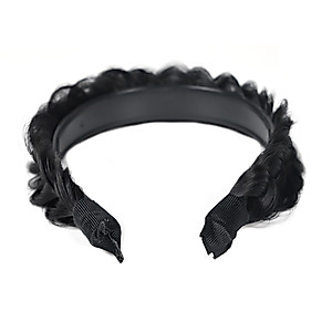 STHEJFB Wide Braided Headband Hoop Fashion Hair Accessories Elastic Non-slip Band for Women and Girl (Black)