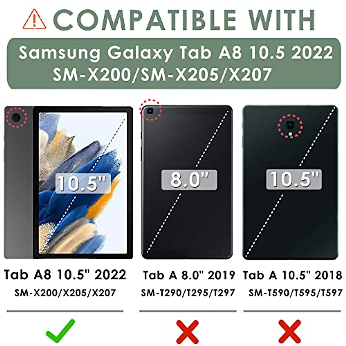 DETUOSI Galaxy Tab A8 10.5 Case with Rotate Stand & Shoulder Strap, Kids Friendly Shockproof Protective Case for Samsung Tab A8 10.5 inch 2022 (SM-X200/X205/X207), Red & Green