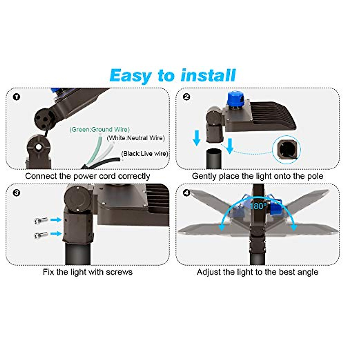 150W LED Parking Lot Light 19500LM 5000K Adjustable Slip fit Mount with Dusk-to-Dawn Photocell IP65 Waterproof LED Parking Lot Lights