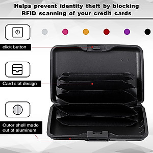 12 Pcs Aluminum Wallet Credit Cards Holder Multi Slim Rfid Blocking ID Credit Case Protector Metal Card Holder for Men Women(Black, Red, Purple, Rose, Silver, Gold)