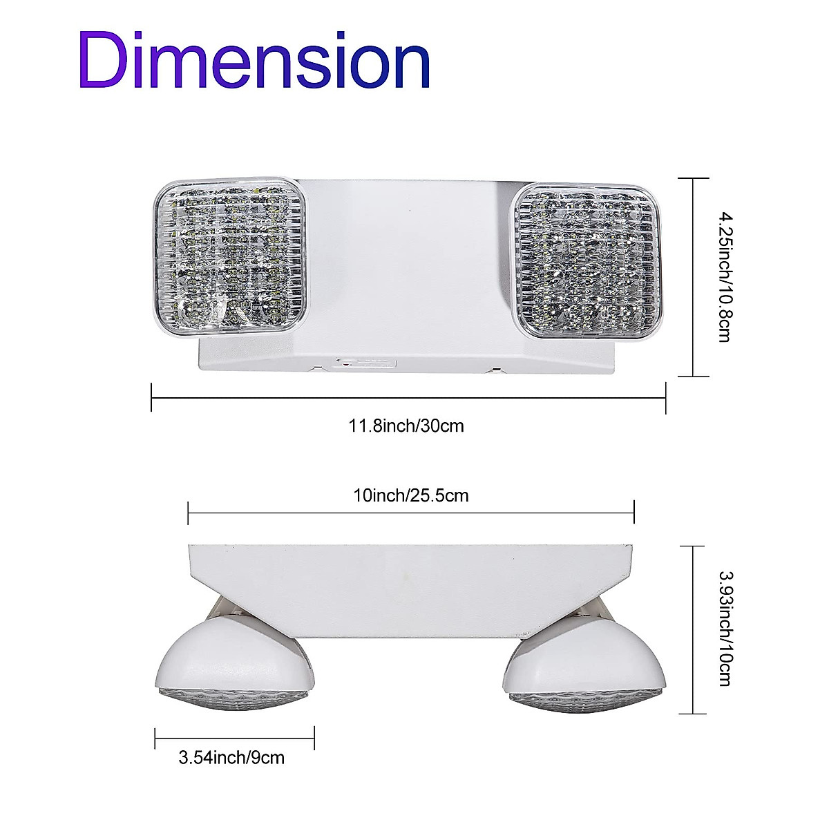 CM MZY Emergency Lights with Battery Backup,Commercial Emergency Light,Two Adjustable LED Light Head Emergency Lighting Fixtures,120-277V AC, UL Certified,2PCS