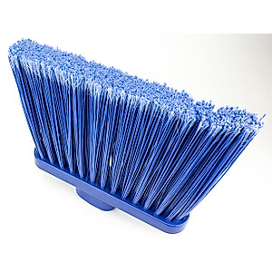 SPARTA Plastic Broom Head, Angled, Flagged for Small Debris Indoor, Outdoor, Home, Restaurant, Lobby, Office, 12 Inches, Blue