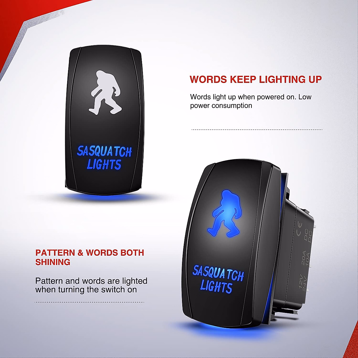 Nilight - 10013W NI -WA 07 LED Light Bar Wiring Harness Kit SASQUATCH LIGHTS 12V 5Pin Rocker Laser On off Waterproof Switch Power Relay Blade Fuse-2 Lead,2 Years Warranty