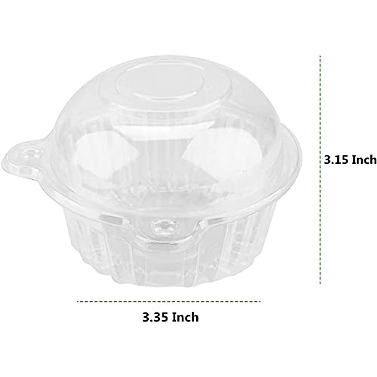Healthcom 100 Packs Clear Plastic Single Individual Cupcake Muffin Dome Case Cake Boxes with Lid Resealable Cupcake Muffin Dome Holders Carrier Fruit Salad Box Container for Party Wedding,100 Sets