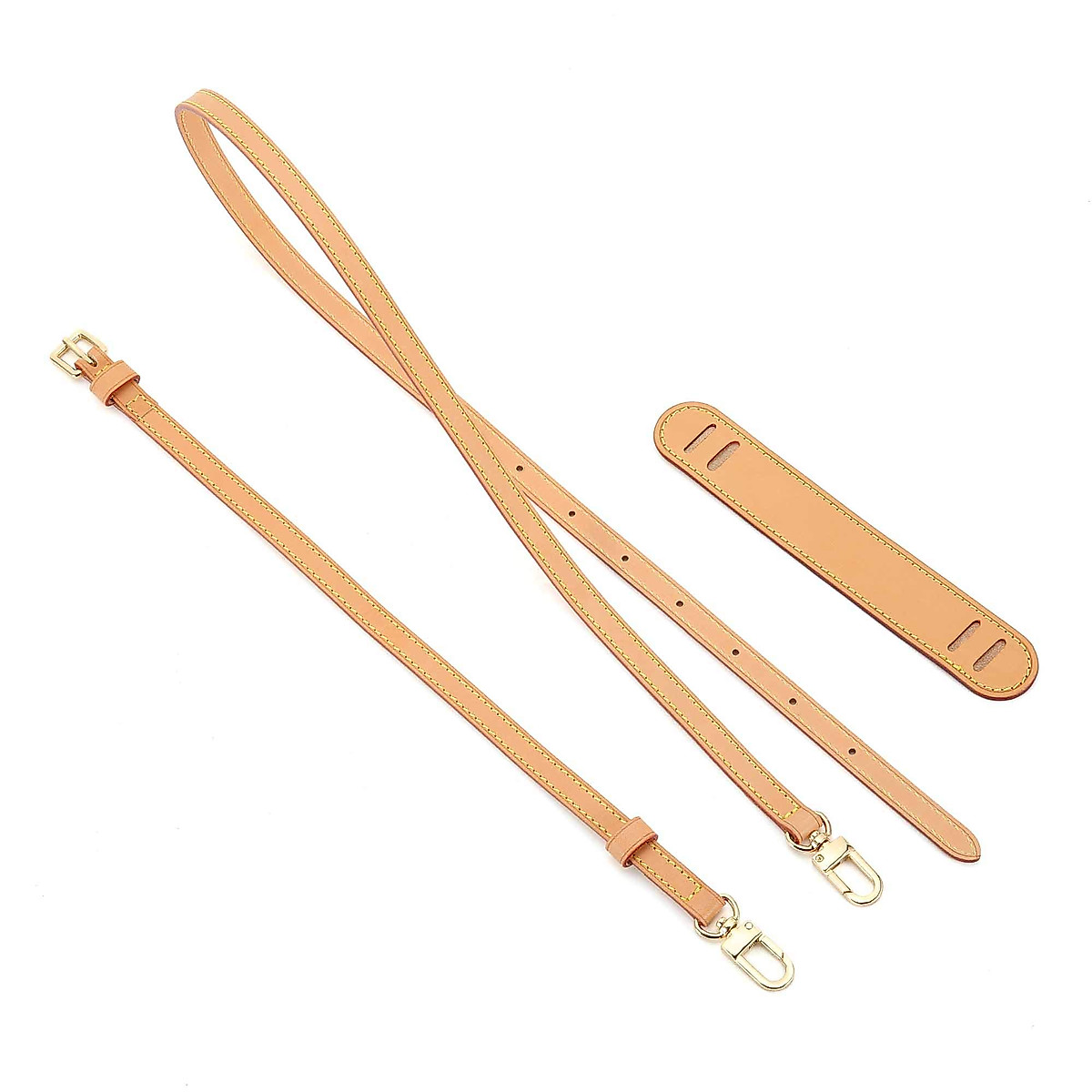 OULARIO Vachetta Leather Adjustable Crossbody Strap for Pochette Small Bags Favorite Mini NM Eva PM MM (Vachetta Leather Strap with Shoulder pad)