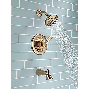 Delta Faucet Lahara 17 Series Dual-Function Tub and Shower Trim Kit with 5-Spray Touch-Clean Shower Head, Champagne Bronze T17438-CZ (Valve Not Included)