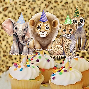 CANDY CHEF Safari Animal Cupcake Toppers, 24Pcs, Jungle Themed Decorations for Baby Shower Supplies
