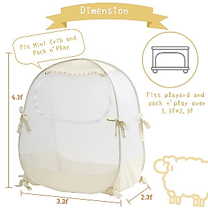 L RUNNZER Pop Up Pack N Play Tent, Baby Crib Net to Keep Baby in, Toddler Mini Crib Canopy for Pack and Play, Mini Cribs & Playard, See Through, Breathable & Portable
