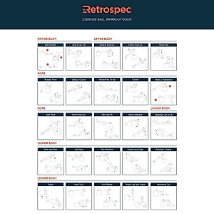 Retrospec Luna Exercise Ball, Base & Pump with Anti-Burst Material, Perfect for Balance, Stability, Yoga & Pilates