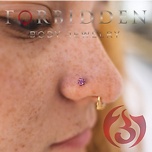 Forbidden Body Jewelry Flower Nose Rings, Flower nose ring, Flower Nose Stud, Nose Rings (18g Clear) Surgical Steel Crystal Flower, Nose Ring With Flower, Top Nose Stud