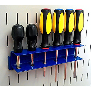 Wall Control Pegboard Screwdriver Holder Bracket Slotted Metal Pegboard Accessory Pegboard and Slotted Tool Board – Blue