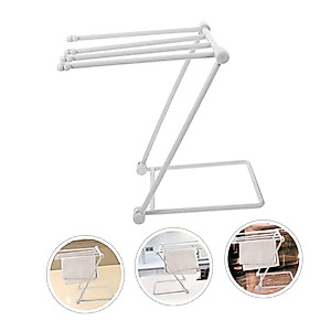 WOONEKY Storage Rack Cloth Rack Cloths Rack Cup Holder Foldable Cloth Holder Kitchen Countertop Rack Towel Rack Light Grey