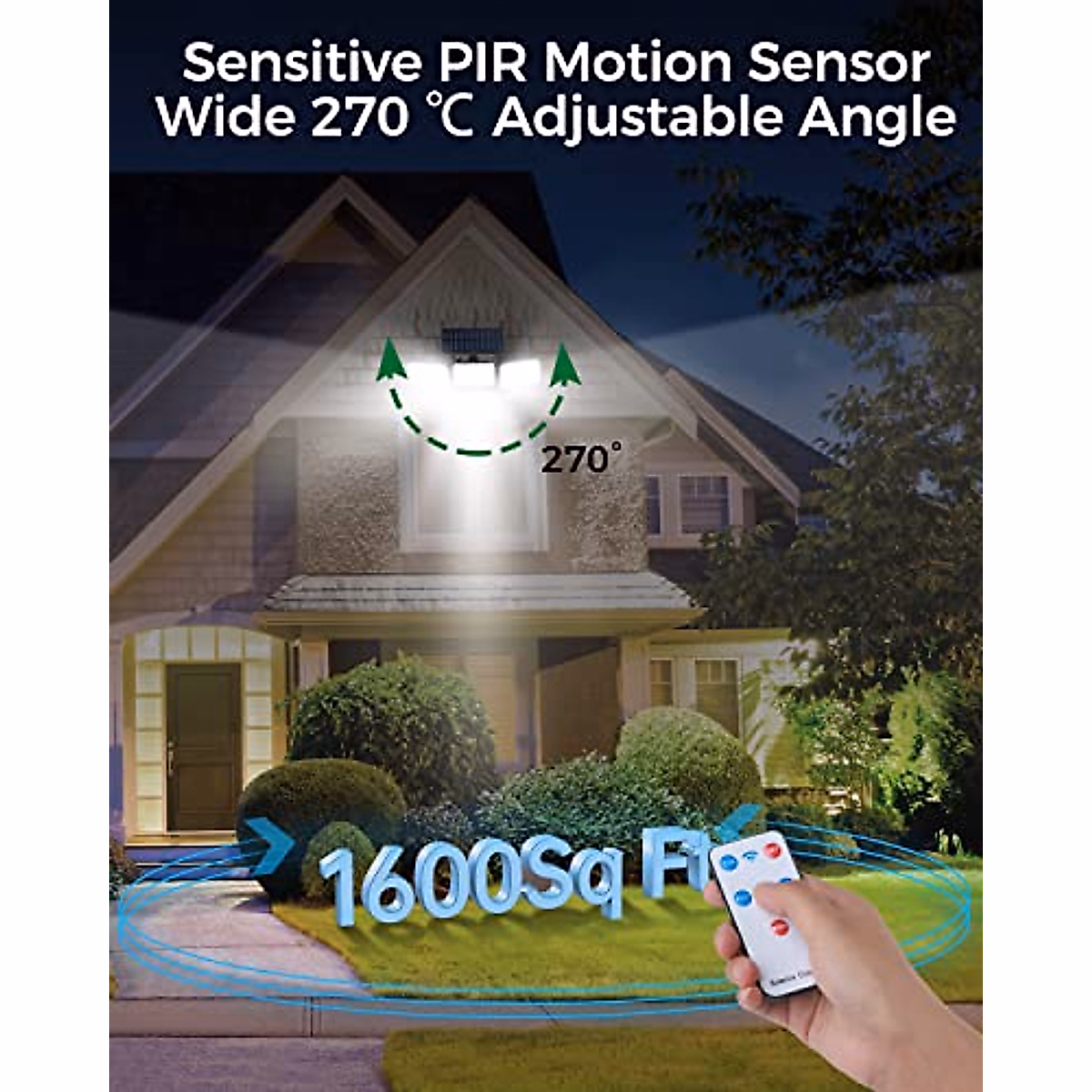 Mokot Solar Outdoor Lights, 288 LED IP65 Waterproof Motion Sensor Outdoor Lights with Remote Control, 4 Heads Solar Flood Lights for Garden Patio Yard Area Light - 2Pack