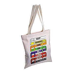 MBMSO Karate Tote Bag Keep Training until the Belt Turns Black Tote Bag Karate Girl Gifts Taekwondo Gifts Martial Arts Gifts (Karate TB)