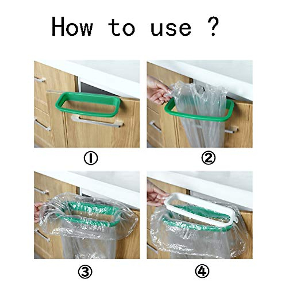 VinBee 5 PCS Portable Trash Bag Holder Hanging Trash Garbage Bag Holder Hanging Kitchen Cupboard Door Back Style Stand Trash Garbage Bags Storage Rack for Kitchen Cupboard