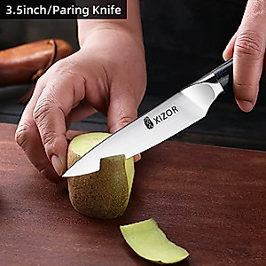 XIZOR Paring Knife 3.5 Inch Fruit and Vegetable Knife Multi-Purpose Japanese Peeling Knife High Carbon German Steel Full Tang Handle & Ergonomic Design,Small,Razor Sharp Blade