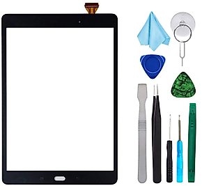 T Phael Black Touch Screen Digitizer for Samsung Galaxy Tab A 9.7" - Glass Replacement for SM-T550 SM-T555 T550 T555 (Not Include LCD) with Tools + Pre-Installed Adhesive