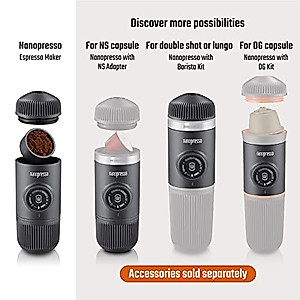 WACACO Nanopresso Portable Espresso Maker Bundled with Protective Case, Upgrade Version of Minipresso, Mini Travel Coffee Machine, Perfect for Camping, Travel and Office (Elements Moss Green)