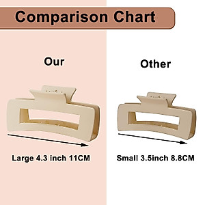 Large Hair Accessories Pack - 8 Pieces 4.3" Claw Clips for Thick & Thin Hair, 90's Vintage Big Jaw Clips in Cream, Light Pink, Dark Brown, Black