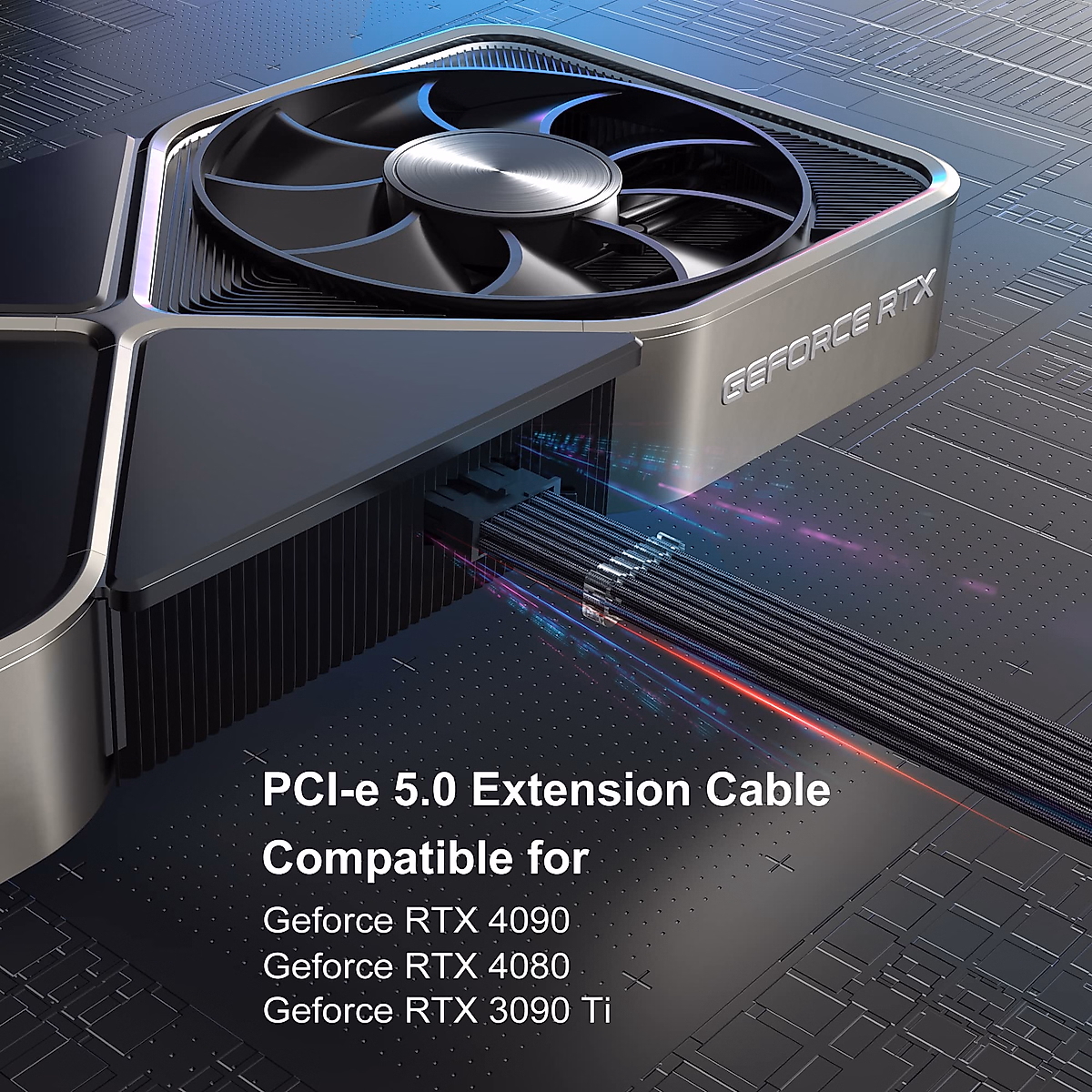 Agtray PCI-e 5.0 Extension Cable, RTX 4090 4080 16Pin(12+4) Male to 4x8Pin Female 12VHPWR Cable PCIE GPU Power Sleeved Extender Cord Compatible with GeForce RTX 4090/4080/3090Ti (14inch, Black)