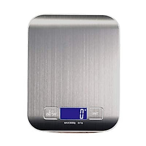 22lb (Max) Digital Kitchen Scale for Cooking and Baking (Silver) - Extra Precise Measurements, 6 Units (g/kg/oz/lb/ml), Auto Shut Off, Food Grade Stainless Steel, Non-Slip Design, Anti-Fingerprinting