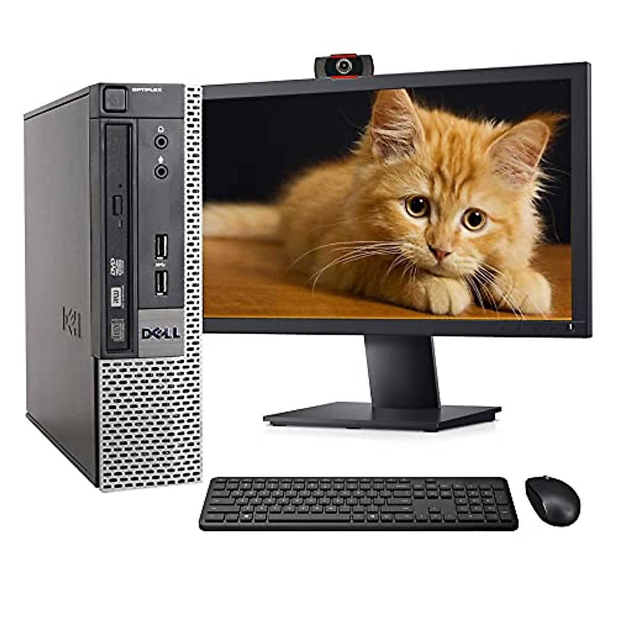 Dell OptiPlex 7010 USFF Computer Desktop PC, Intel i5 3.2GHz, 8GB Ram, 500GB Hard Drive, WiFi & Bluetooth, Wireless Keyboard and Mouse, 24 Inch FHD Monitor, Webcam, Windows 10 (Renewed)