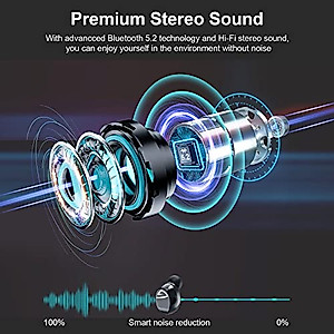 Yardstick Wireless Earbuds, Bluetooth 5.2 Headphones with Wireless Charging Case 1200mAh-60Hrs Play Time-Cell Phones Charging Function, Built-in Microphone IPX5 Waterproof Earphone for iOS/Android