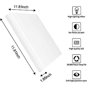 OOWOLF 25W 5000K LED Flush Mount Ceiling Light Fixture Ultra Slim, 12inch Waterproof Bathroom Square LED Ceiling Lamp Fixture Without Flicker, 85Ra+ Daylight White for Kitchen Bedroom Hallway Office