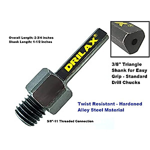 Drilax Diamond Core Drill Bit Adapter 5/8 Inch - 11 Female Arbor To 3/8 Inch Triangle Male Shank Female Thread Back Holders To Regular Drill
