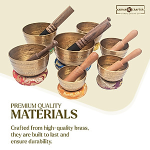 Authentic Tibetan Singing Bowl From 7 Planets, Hand Hammered Design relaxation & Supporting Holistic Healing (Kasha Hand beaten Set with box)