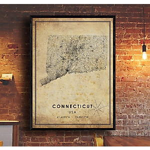 Connecticut Map Print Connecticut Map USA Map Art Connecticut City Road Map Poster Vintage Gift Map